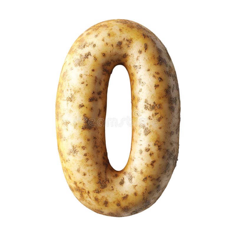 3D Rendering of a Alphabet Number 0 Made with Potato on Transparent ...