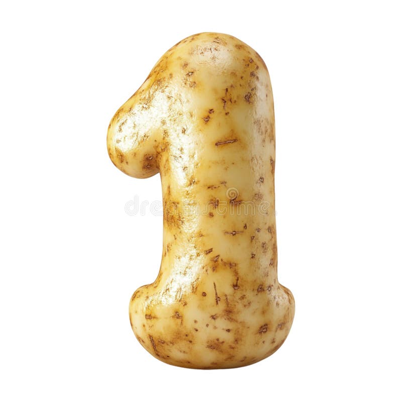 3D Rendering of a Alphabet Number 1 Made with Potato on Transparent ...