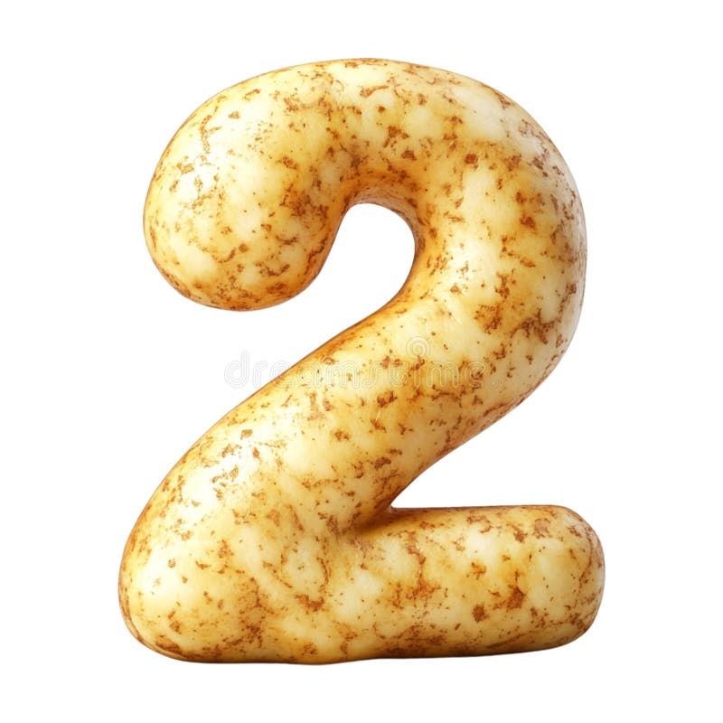 3D Rendering of a Alphabet Number 2 Made with Potato on Transparent ...