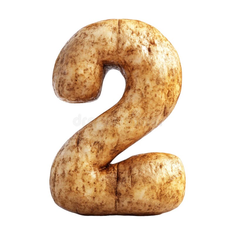 3D Rendering of a Alphabet Number 2 Made with Potato on Transparent ...