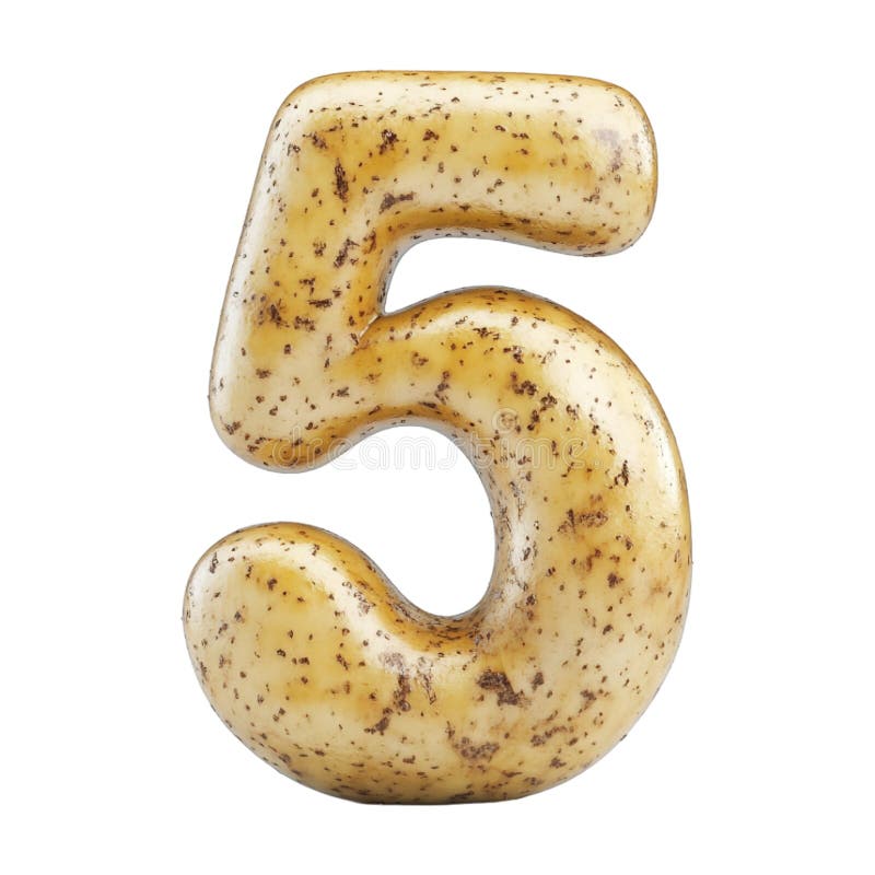 3D Rendering of a Alphabet Number 5 Made with Potato on Transparent ...