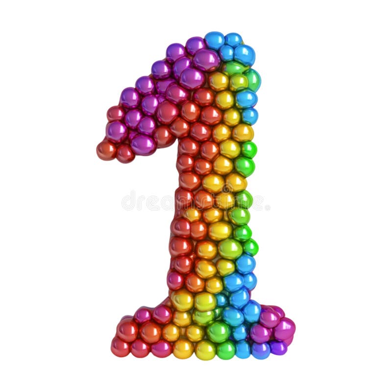 3D Rendering of a Alphabet Number 1 Made with Rainbow Candies Balloons ...