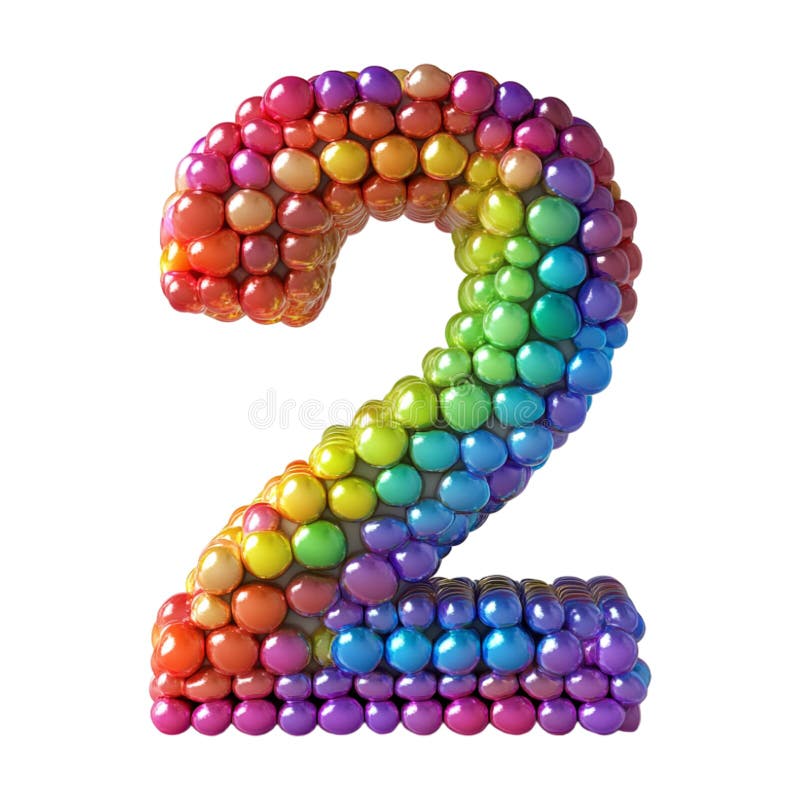 3D Rendering of a Alphabet Number 2 Made with Rainbow Candies Balloons ...