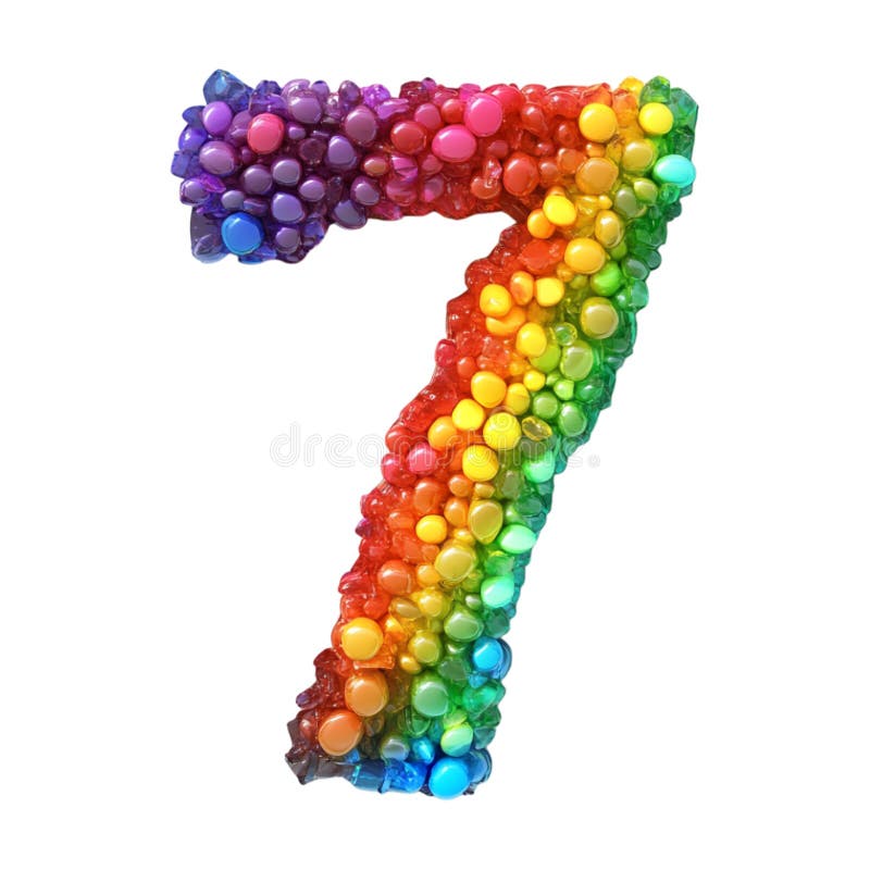 3D Rendering of a Alphabet Number 7 Made with Rainbow Candies Balloons ...