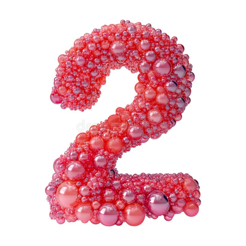 3D Rendering of a Alphabet Number 2 Made with Red Bubbles or Balloons ...