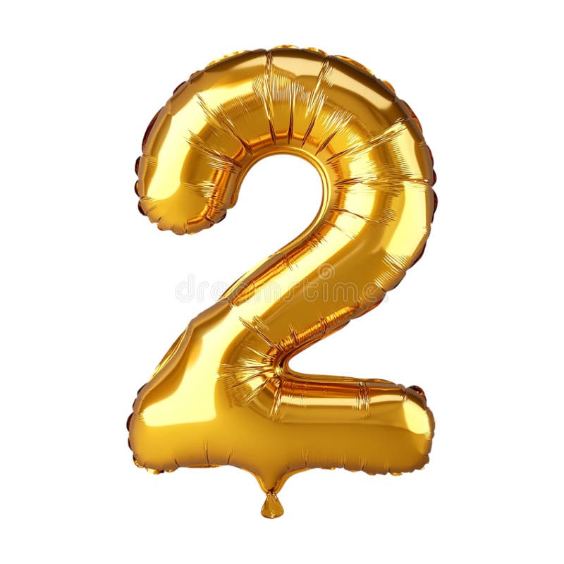 3D Rendering of a Alphabet Number 2 Made with Shiny Golden Balloon on ...
