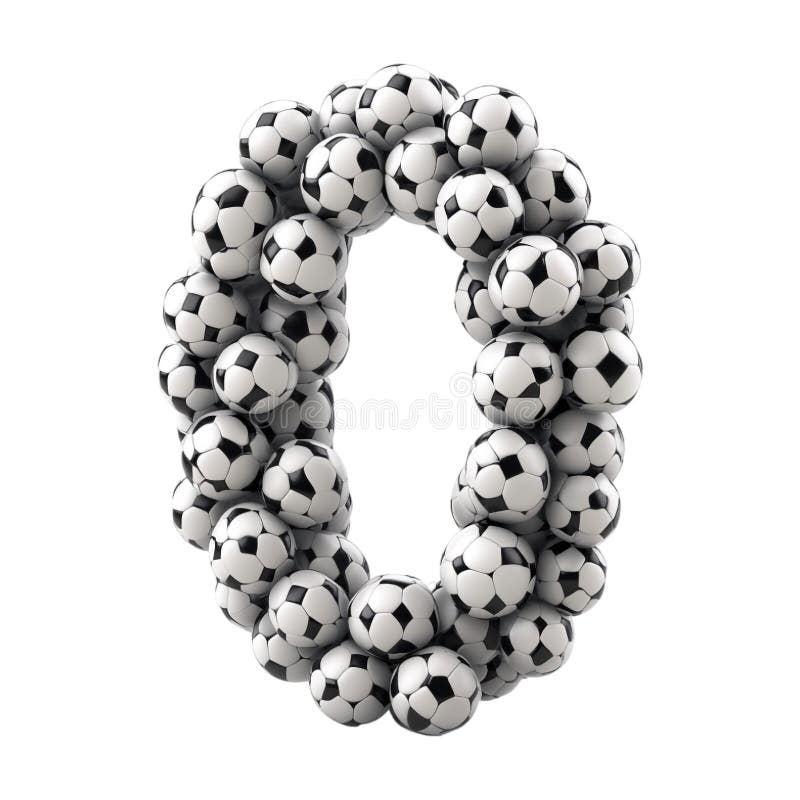 3D Rendering of a Alphabet Number 0 Made with Soccer Balls on ...