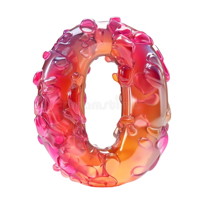 3D Rendering of a Alphabet Number 0 Made with Solid Color Jelly on ...