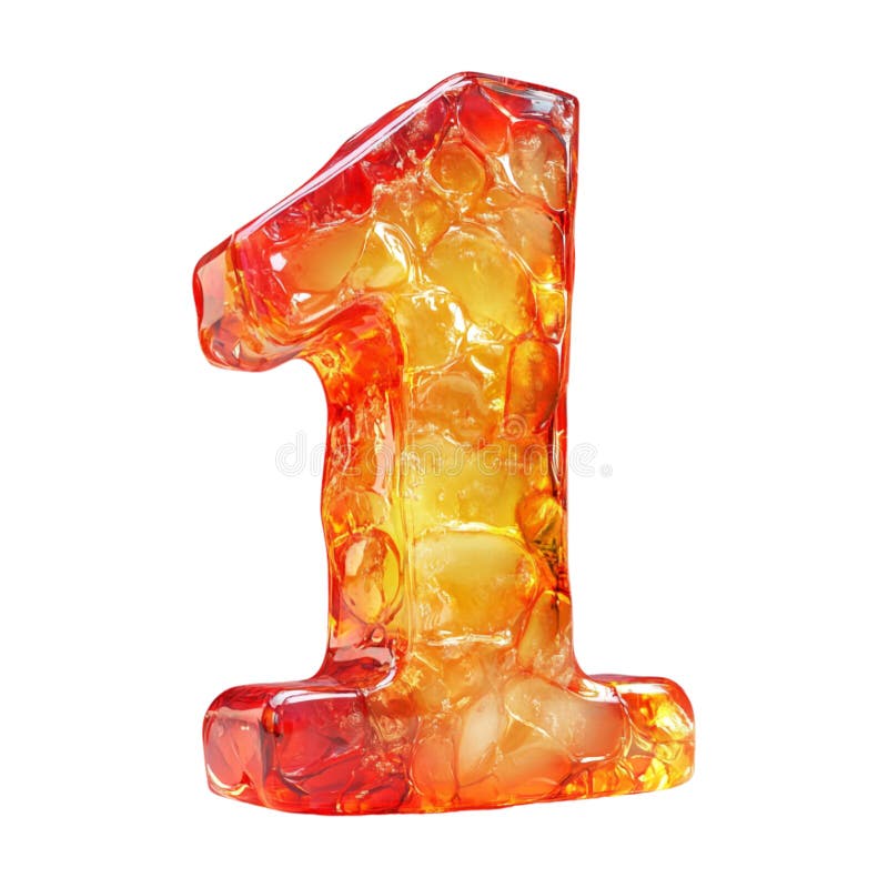 3D Rendering of a Alphabet Number 1 Made with Solid Color Jelly on ...