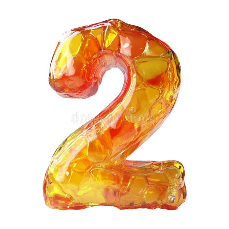 3D Rendering of a Alphabet Number 2 Made with Solid Color Jelly on ...
