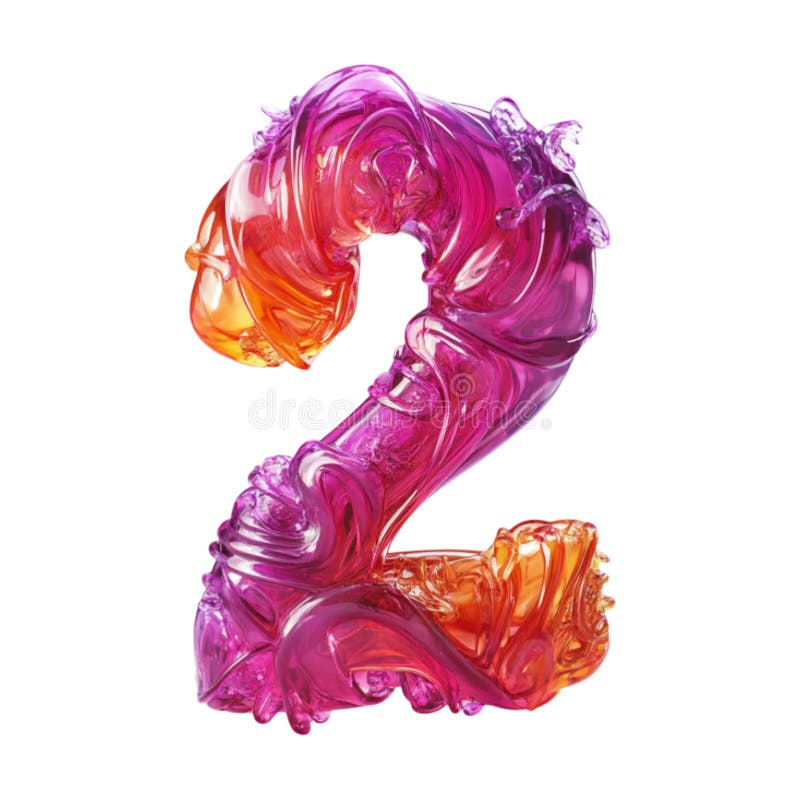 3D Rendering of a Alphabet Number 2 Made with Solid Color Jelly on ...