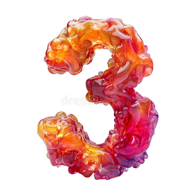 3D Rendering of a Alphabet Number 3 Made with Solid Color Jelly on ...