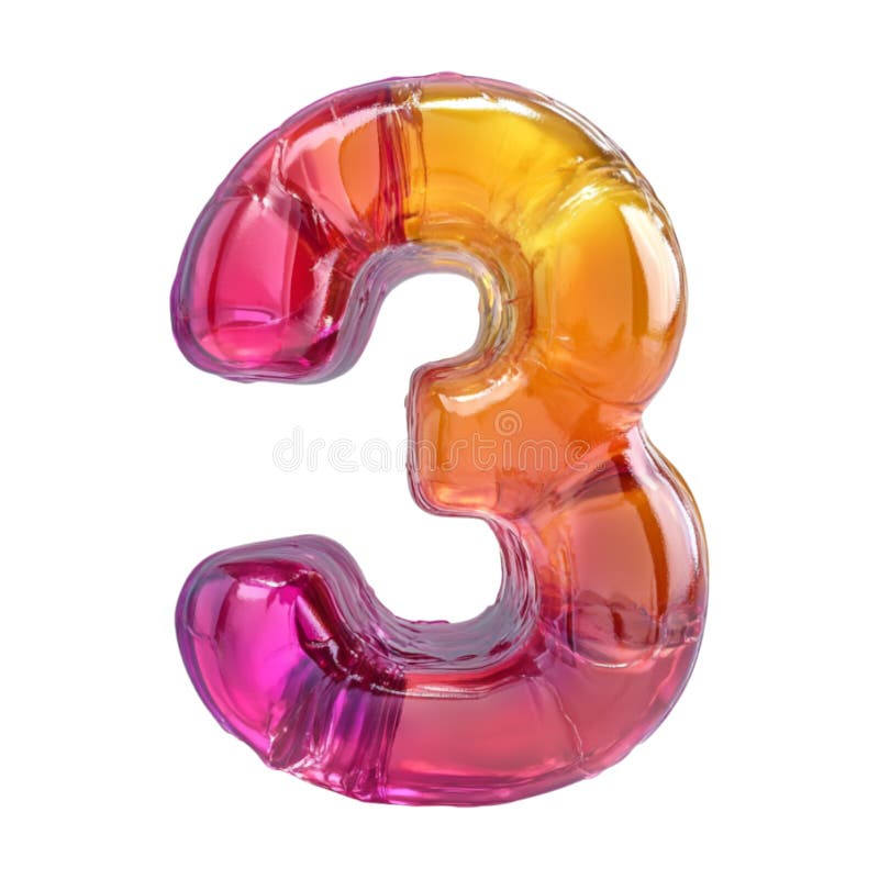 3D Rendering of a Alphabet Number 3 Made with Solid Color Jelly on ...