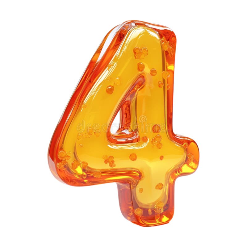 3D Rendering of a Alphabet Number 4 Made with Solid Color Jelly on ...