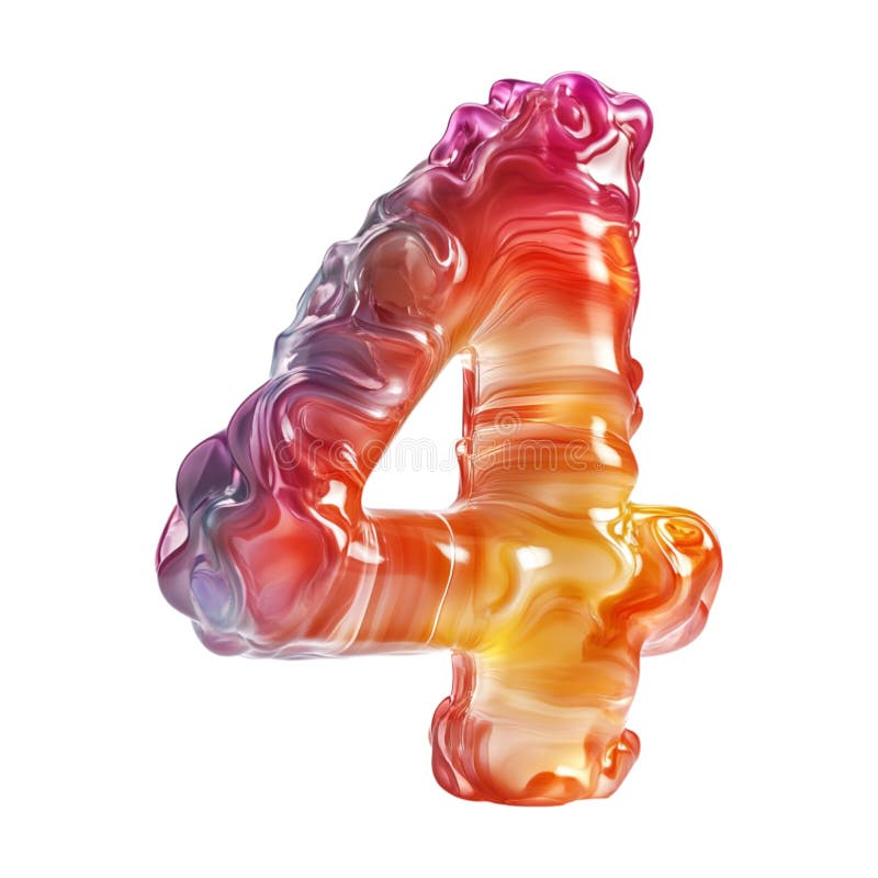 3D Rendering of a Alphabet Number 4 Made with Solid Color Jelly on ...