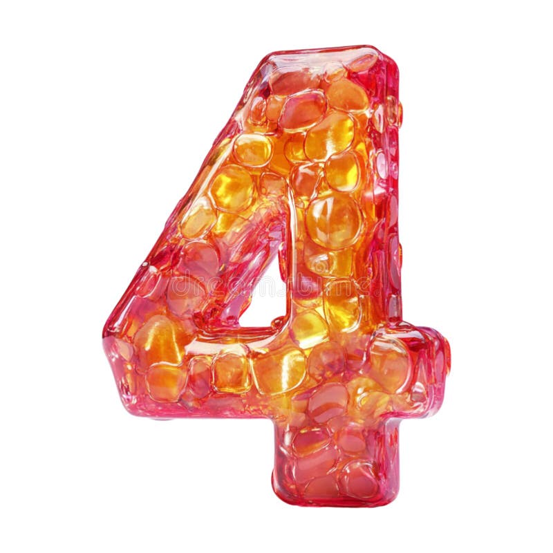 3D Rendering of a Alphabet Number 4 Made with Solid Color Jelly on ...