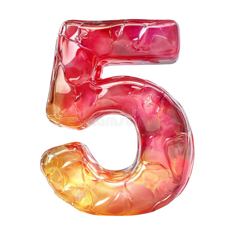 3D Rendering of a Alphabet Number 5 Made with Solid Color Jelly on ...