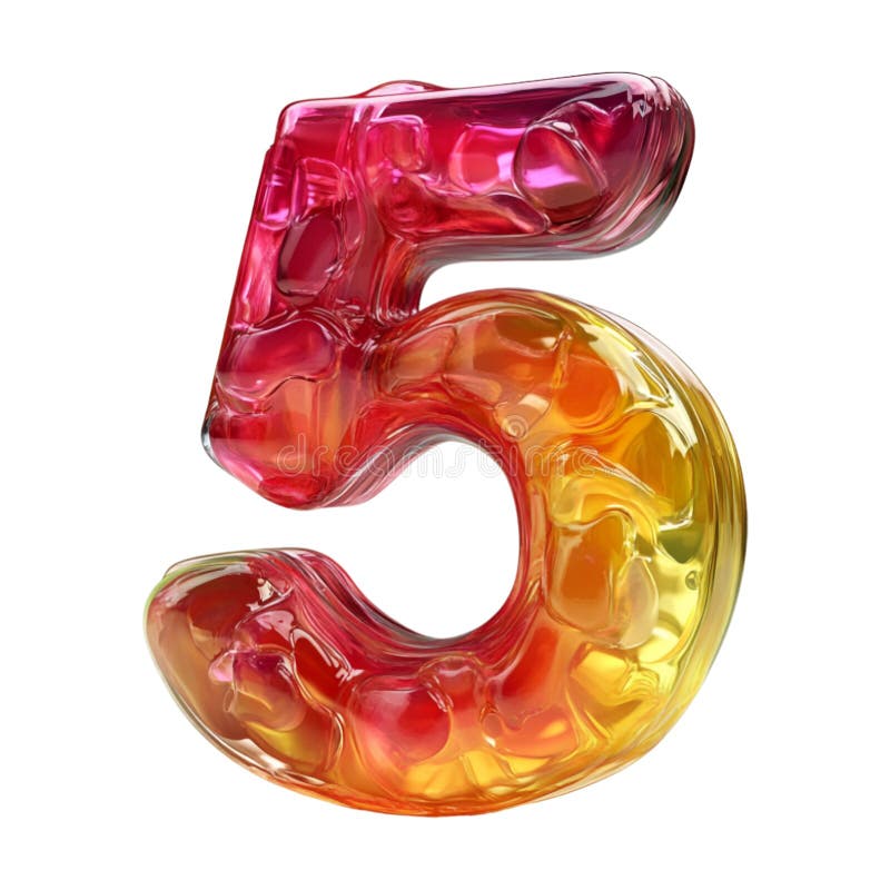 3D Rendering of a Alphabet Number 5 Made with Solid Color Jelly on ...