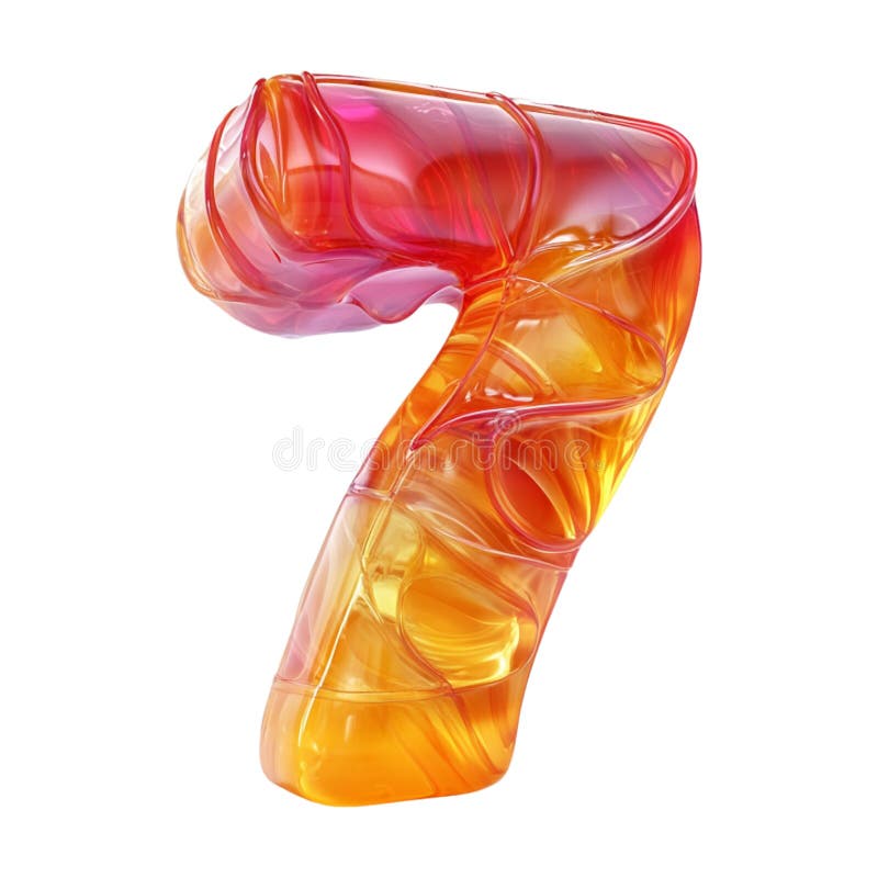 3D Rendering of a Alphabet Number 7 Made with Solid Color Jelly on ...