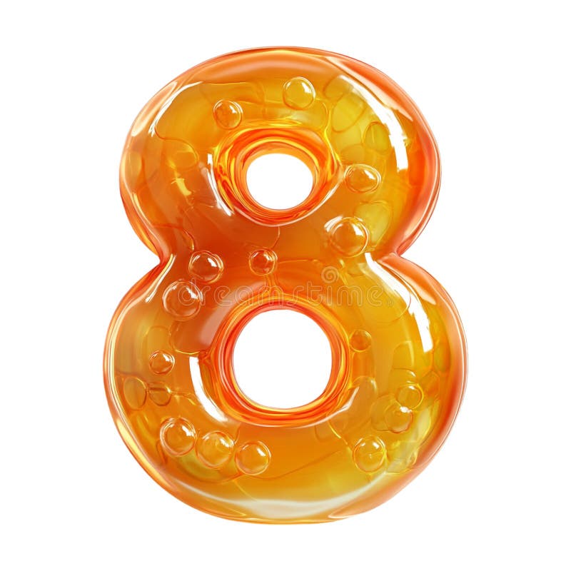 3D Rendering of a Alphabet Number 8 Made with Solid Color Jelly on ...