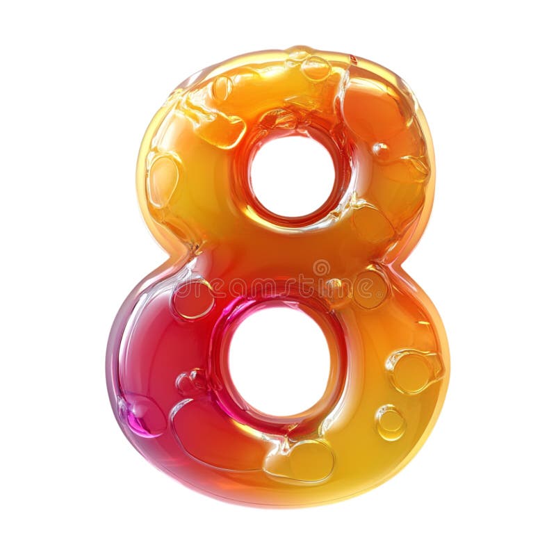 3D Rendering of a Alphabet Number 8 Made with Solid Color Jelly on ...