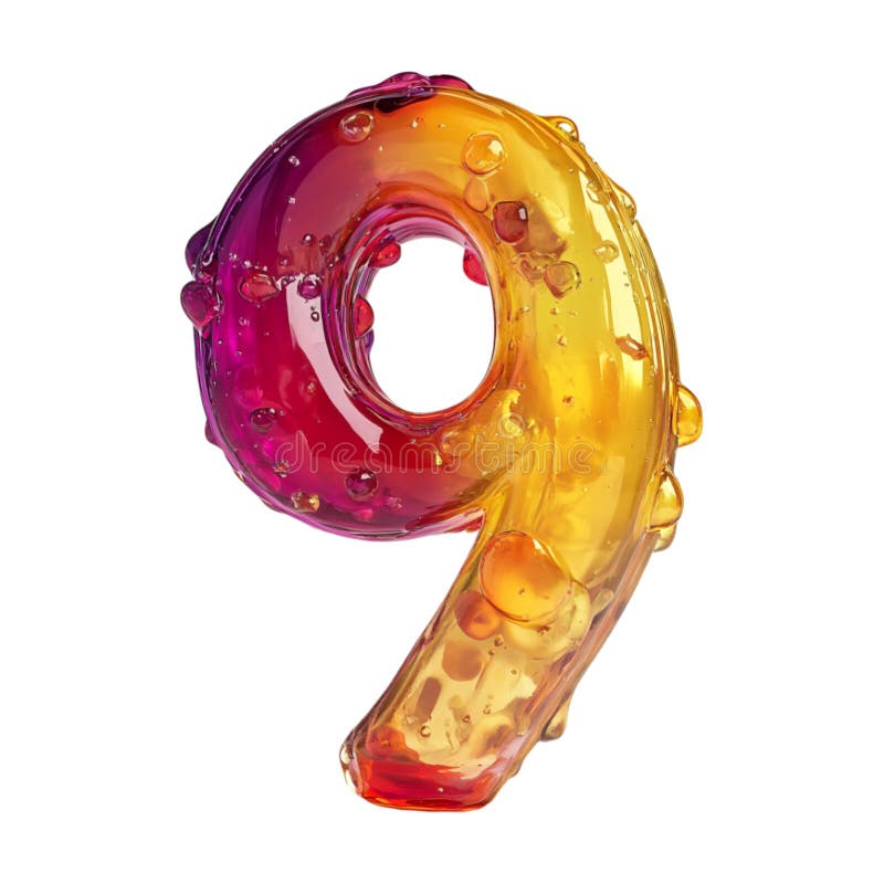 3D Rendering of a Alphabet Number 9 Made with Solid Color Jelly on ...