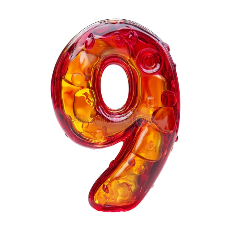 3D Rendering of a Alphabet Number 9 Made with Solid Color Jelly on ...