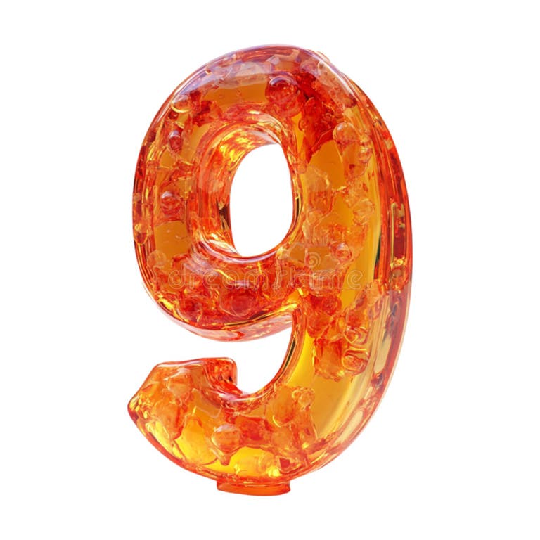 3D Rendering of a Alphabet Number 9 Made with Solid Color Jelly on ...