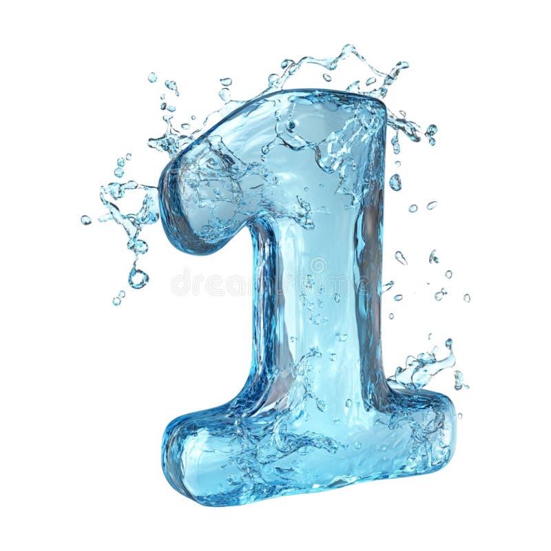 3D Rendering of a Alphabet Number 1 Made with Water Splash on ...
