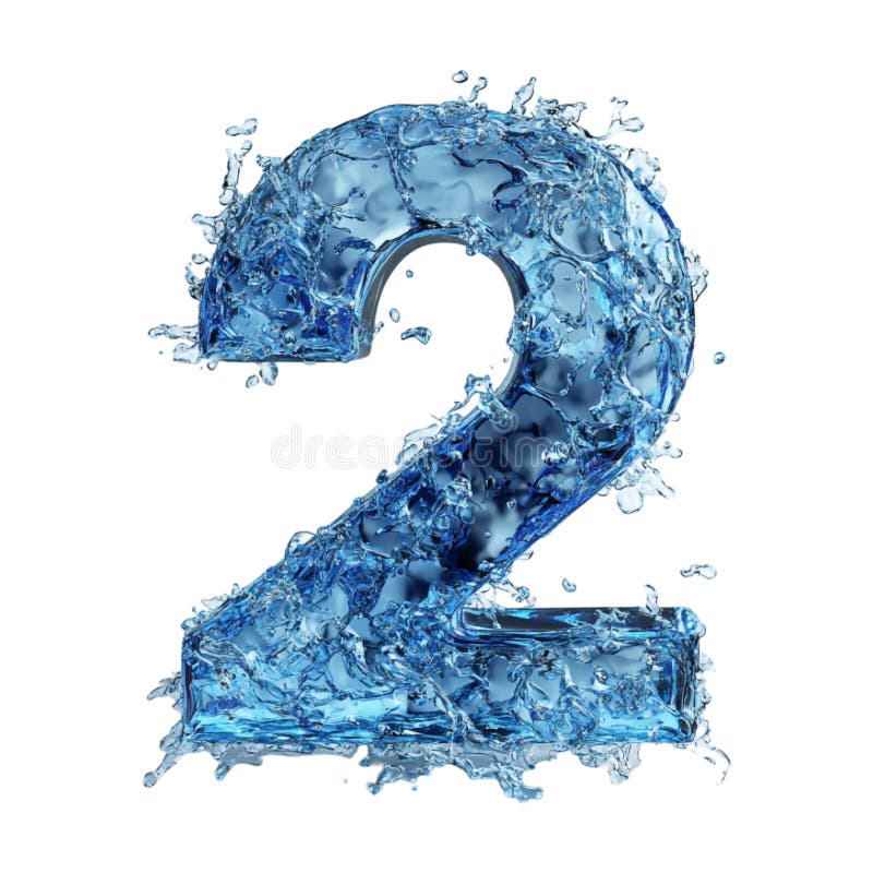 3D Rendering of a Alphabet Number 2 Made with Water Splash on ...