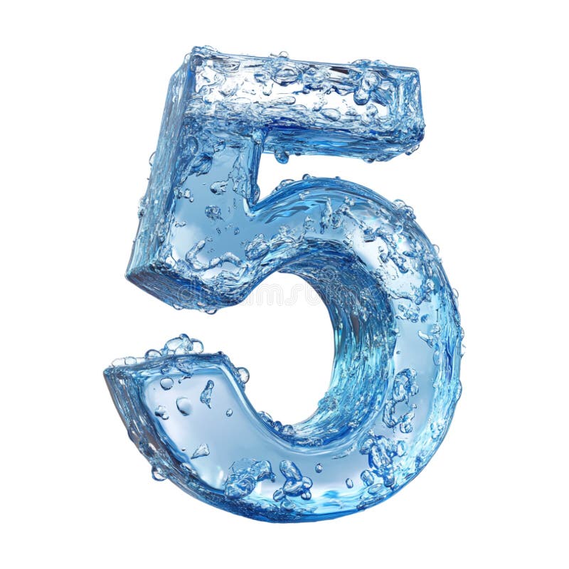 3D Rendering of a Alphabet Number 5 Made with Water Splash on ...