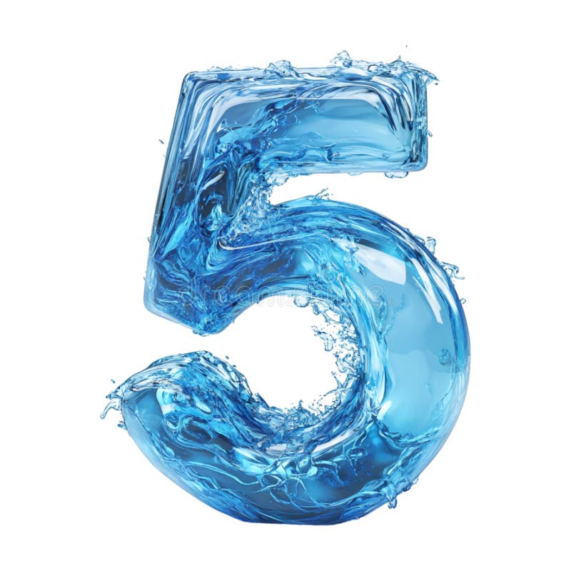 3D Rendering of a Alphabet Number 5 Made with Water Splash on ...