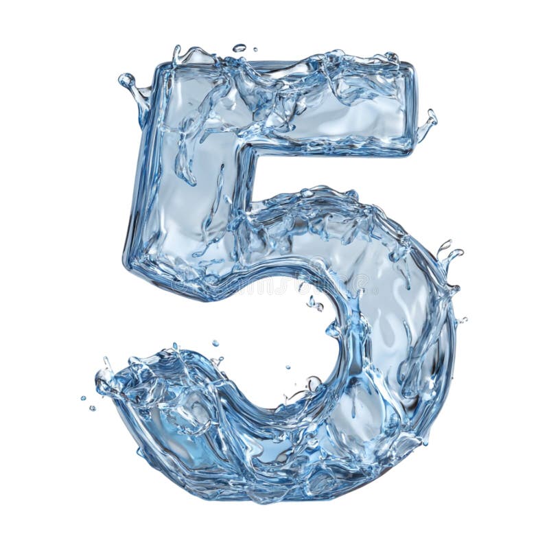 3D Rendering of a Alphabet Number 5 Made with Water Splash on ...