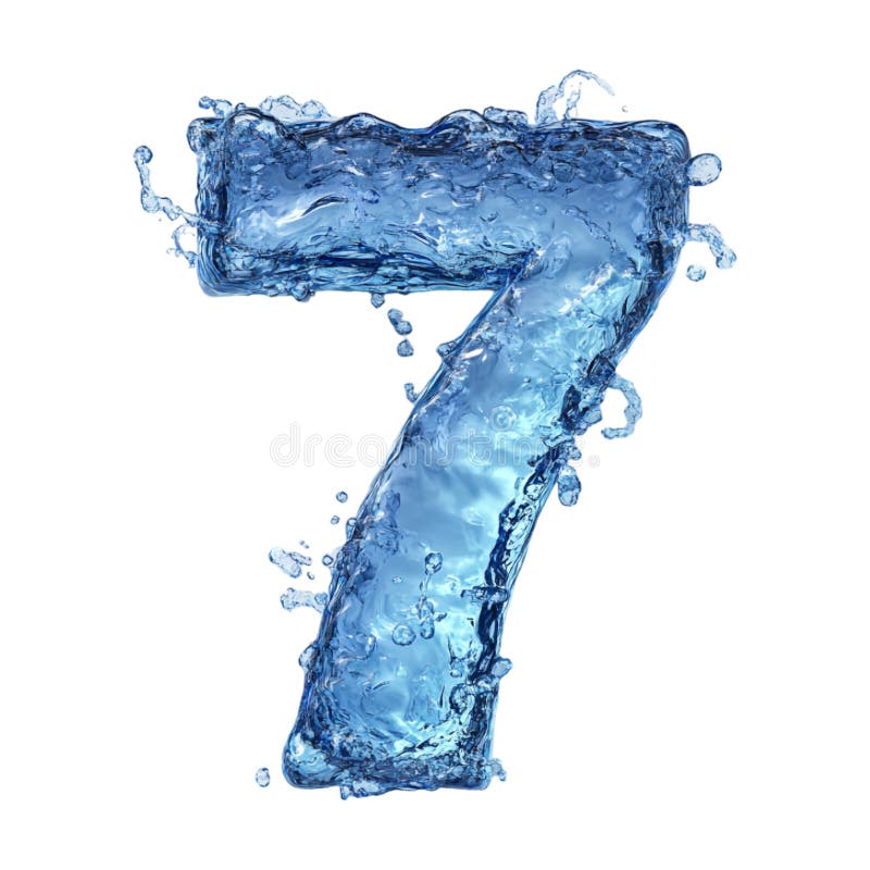 3D Rendering of a Alphabet Number 7 Made with Water Splash on ...