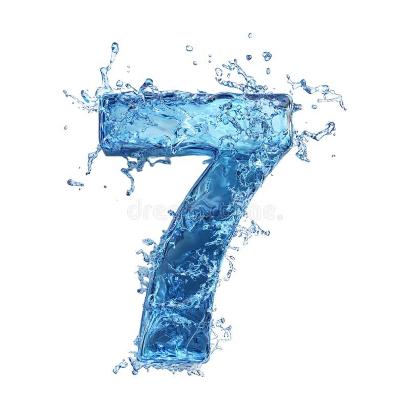 3D Rendering of a Alphabet Number 7 Made with Water Splash on ...