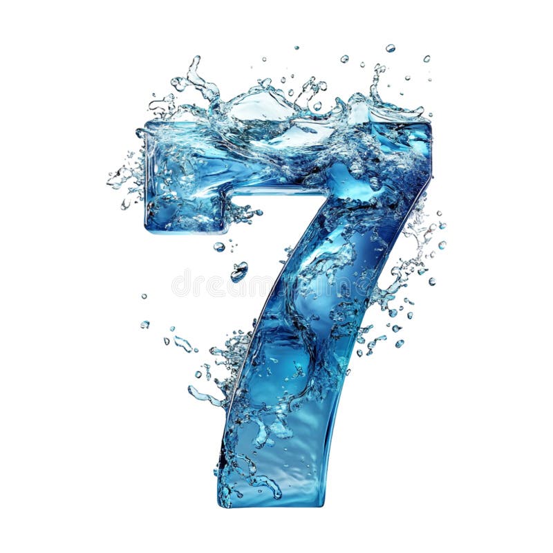 3D Rendering of a Alphabet Number 7 Made with Water Splash on ...