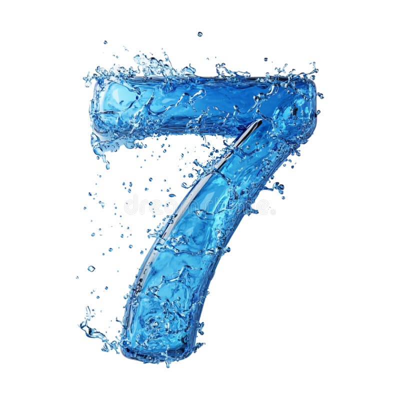 3D Rendering of a Alphabet Number 7 Made with Water Splash on ...