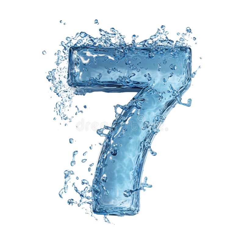 3D Rendering of a Alphabet Number 7 Made with Water Splash on ...