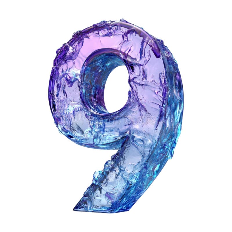 3D Rendering of a Alphabet Number 9 Made with Water Splash on ...