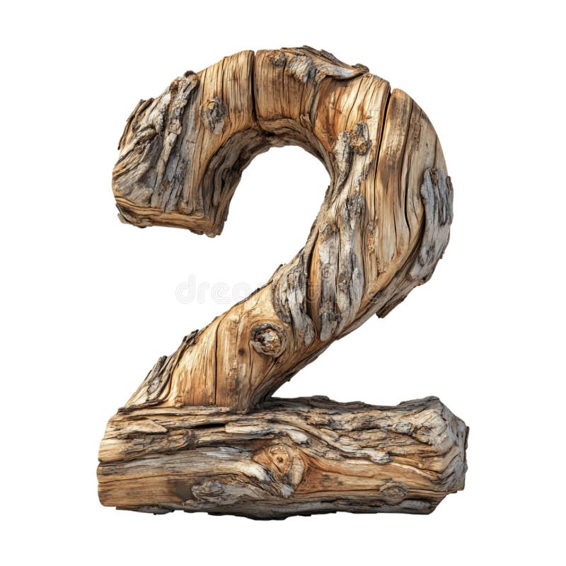 3D Rendering of a Alphabet Number 2 Made with Wood on Transparent ...