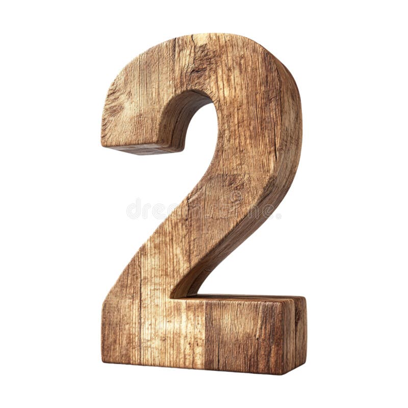 3D Rendering of a Alphabet Number 2 Made with Wood on Transparent ...