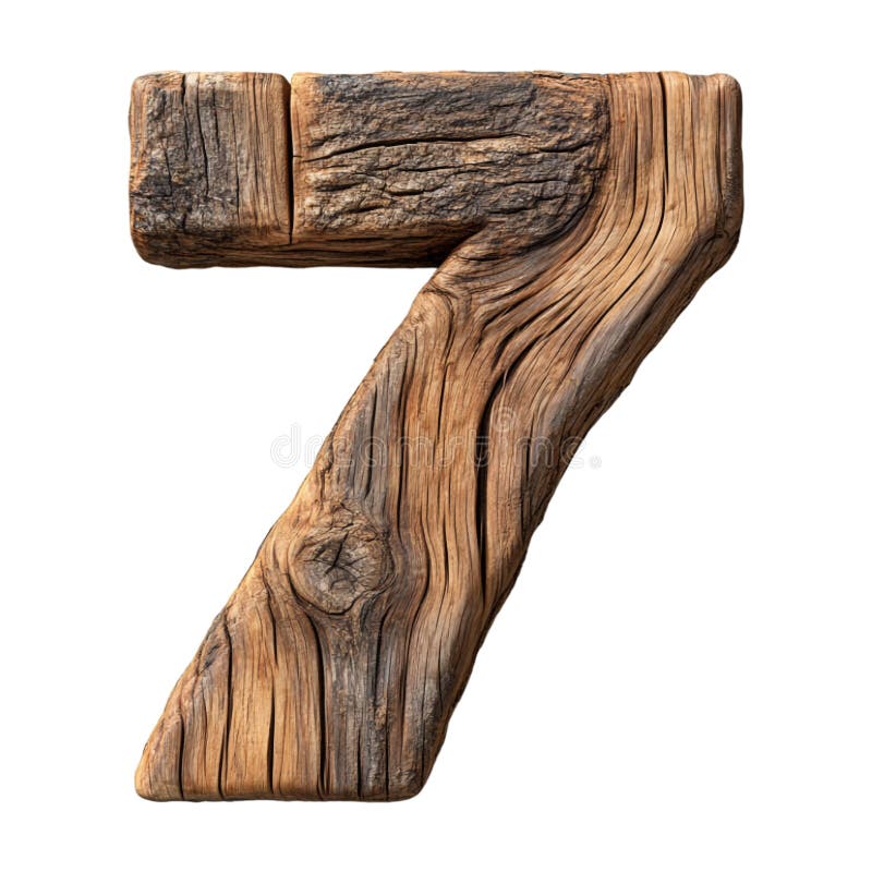 3D Rendering of a Alphabet Number 7 Made with Wood on Transparent ...