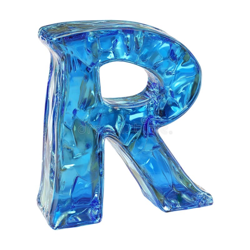 3D Rendering of a Alphabet Number R Letter Made from Blue Glass on ...