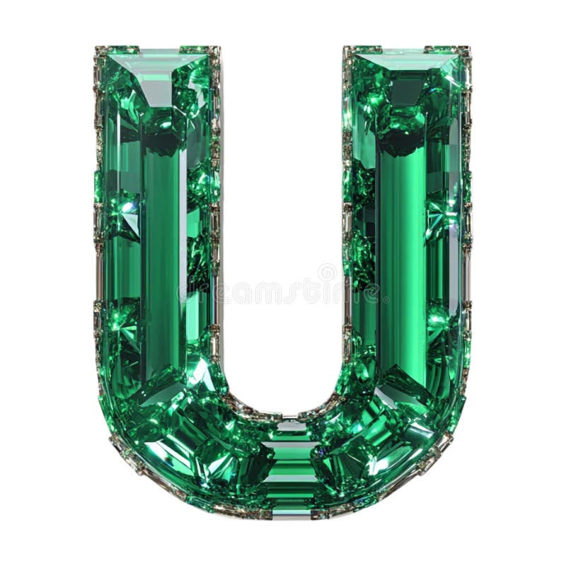 3D Rendering of a Alphabet Number U Letter Made from Emerald Gemstone ...