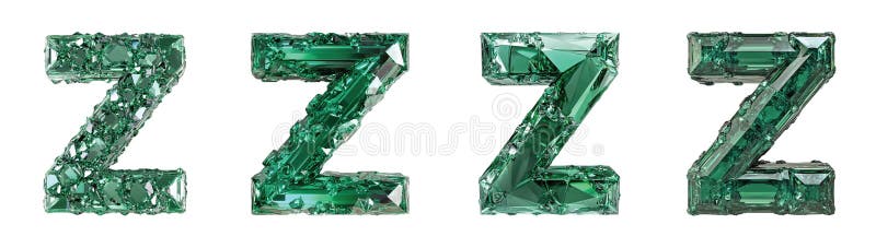 3D Rendering of a Alphabet Number Z Letter Made from Emerald Gemstone ...
