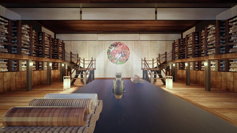 3D Rendering of an Ancient Chinese Bamboo Scroll Book Library Stock ...