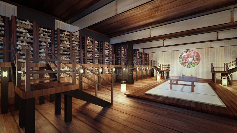 3D Rendering of an Ancient Chinese Bamboo Scroll Book Library Stock ...