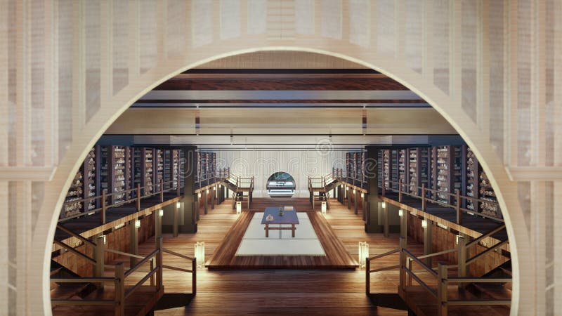 3D Rendering of an Ancient Chinese Bamboo Scroll Book Library Stock ...