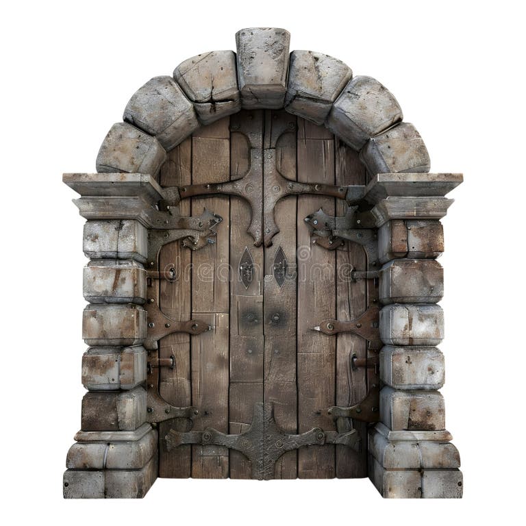 3D Rendering of a Ancient Front Door of Castle on Transparent ...
