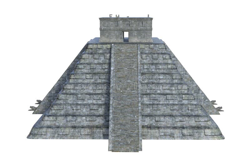 3D Illustration of an Ancient Mayan Temple Pyramid Structure Isolated ...